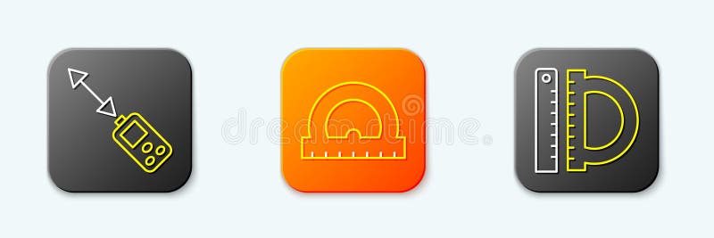 Set Line Laser Distance Measurer, Protractor and and Ruler Icon. Vector ...