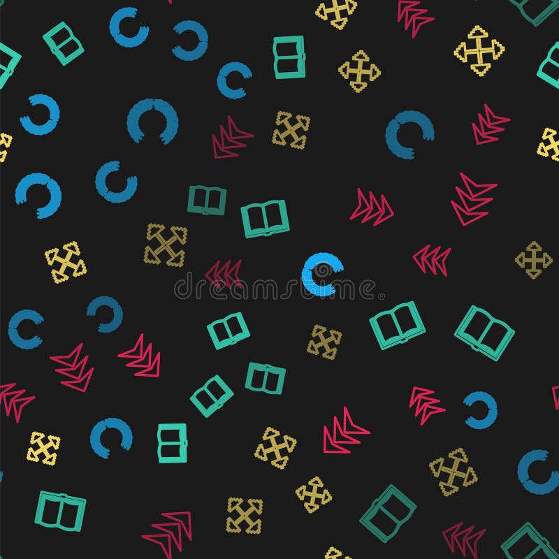 Set Line Laurel Wreath, Open Book, Pixel Arrows in Four Directions and ... Set Line Laurel Wreath, Open Book, Pixel Arrows in Four Directions and ...