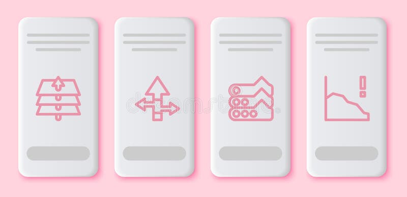 Set Line Layers, Arrow, Graph, Chart, Diagram and Financial Growth Decrease. White Rectangle ...