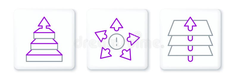 Set Line Layers, Pyramid Chart Infographics and Many Ways Directional Arrow Icon. Vector Stock ...