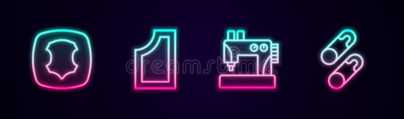 Set Line Leather, Sewing Pattern, Machine and Closed Steel Safety Pin ...