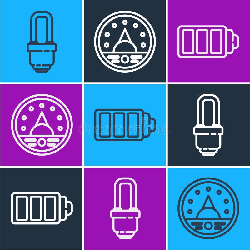 Set Line LED Light Bulb, Battery Charge Level Indicator and Ampere ...