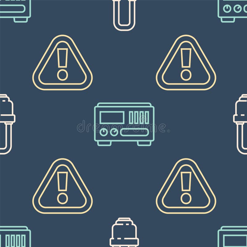 Set Line LED Light Bulb, Exclamation Mark in Triangle and Electrical ...