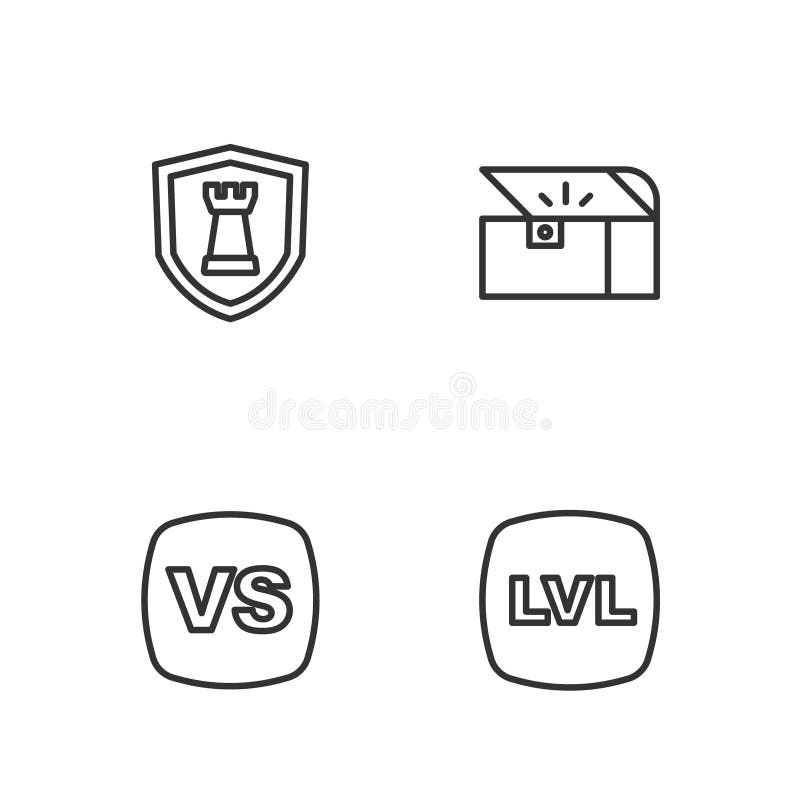 Set Line Level Game, VS Versus Battle, Chess Shield and Chest for Icon ...