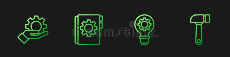 Set Line Light Bulb and Gear, Settings in the Hand, User Manual and ...