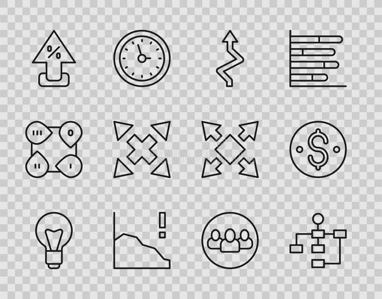 Set Line Light Bulb, Hierarchy Organogram Chart, Arrow, Financial ...