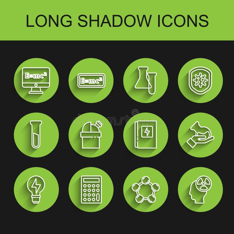 Set Line Light Bulb with Lightning, Calculator, Equation Solution ...