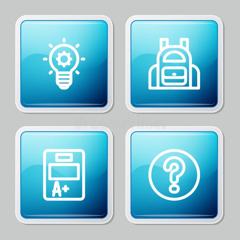 Set Line Light Bulb, School Backpack, Exam Sheet with a Plus Grade and ...