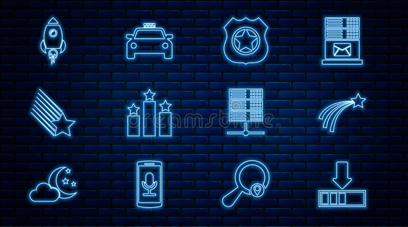Set Line Loading, Falling Star, Police Badge, Ranking, Rocket Ship with ... Set Line Loading, Falling Star, Police Badge, Ranking, Rocket Ship with ...