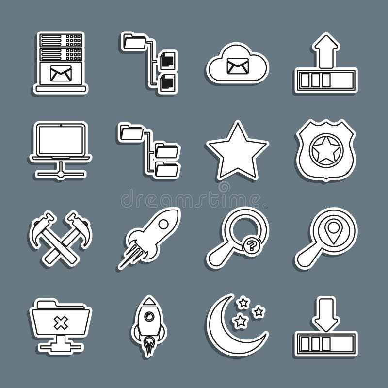 Set Line Loading, Search Location, Police Badge, Cloud Mail Server ... Set Line Loading, Search Location, Police Badge, Cloud Mail Server ...