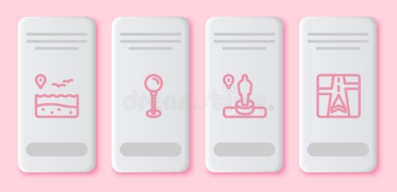 Set Line Location with Beach, Push Pin, and Monument and Gps Device Map ...