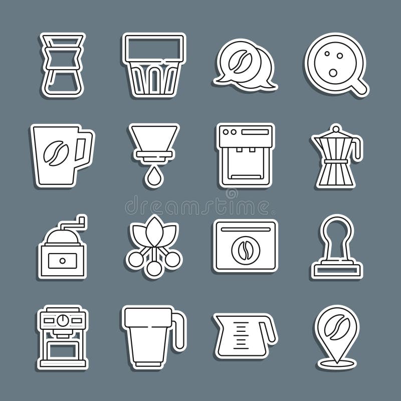 Set Line Location with Coffee Bean, Coffee Tamper, Moca Pot, and ...