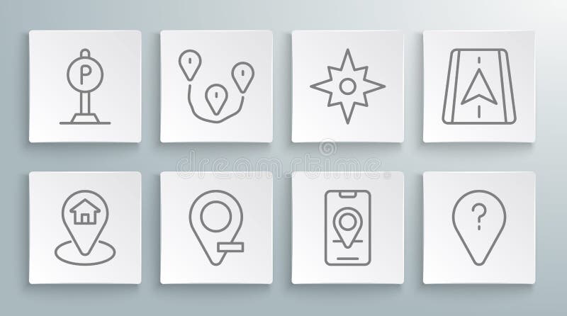 Set Line Location with House, Route Location, City Map Navigation ...