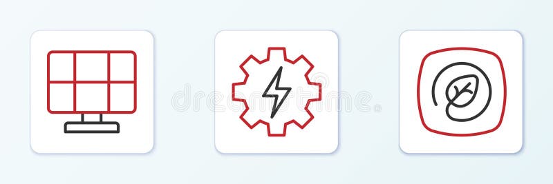 Set Line Location with Leaf, Solar Energy Panel and Gear and Lightning ...