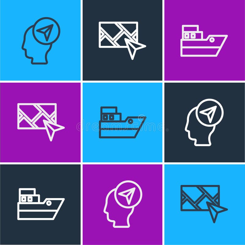 Set Line Location with Person, Ship Line Path and City Map Navigation ...