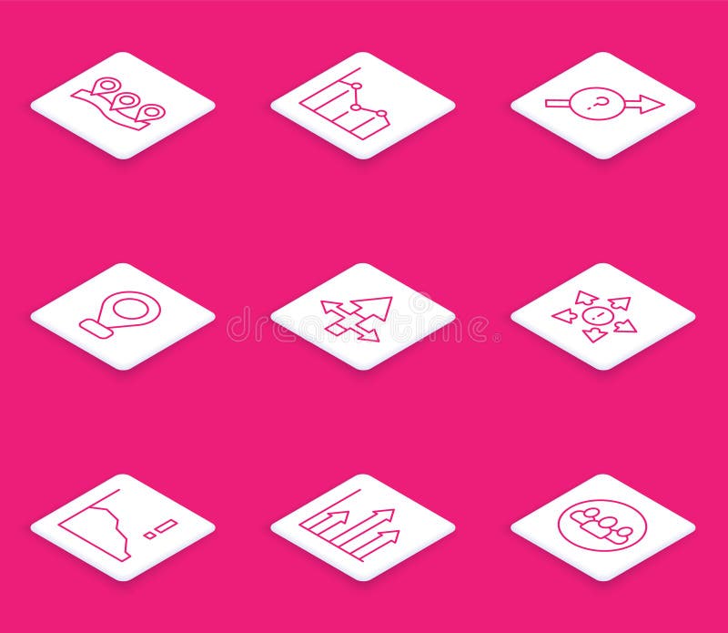 Set Line Location, Pie Chart Infographic, Arrow, Many Ways Directional Arrow, Financial Growth ...