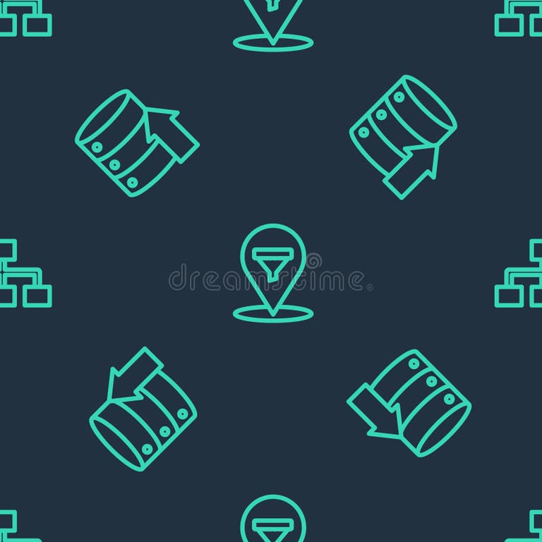 Set Line Location with Sales Funnel, Server, Data, Web Hosting and Hierarchy Organogram Chart on ...