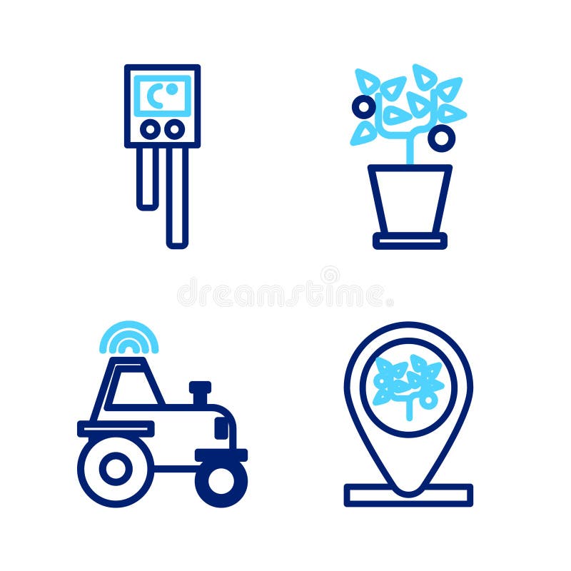 Set Line Location and Tree, Wireless Tractor Smart Farm, Plant in Pot ...