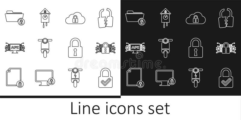Set Line Lock and Check Mark, Cyber Security, Cloud Computing Lock ... Set Line Lock and Check Mark, Cyber Security, Cloud Computing Lock ...