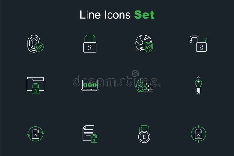 Set Line Lock, Document and Lock, Key, Firewall, Security Wall, Laptop ...