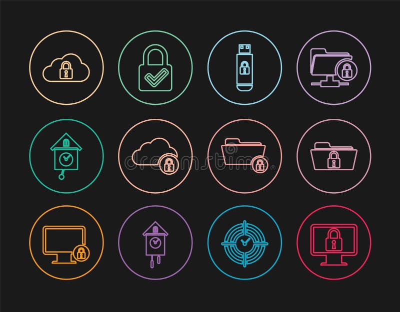 Set Line Lock on Monitor, Folder and Lock, USB Flash Drive with, Cloud ...