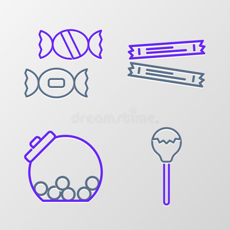 Set Line Lollipop, Glass Jar with Candies Inside, Sugar Stick Packets ...