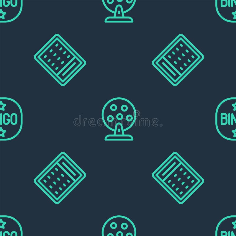 Set Line Lottery Machine, Ticket and Bingo on Seamless Pattern. Vector ...