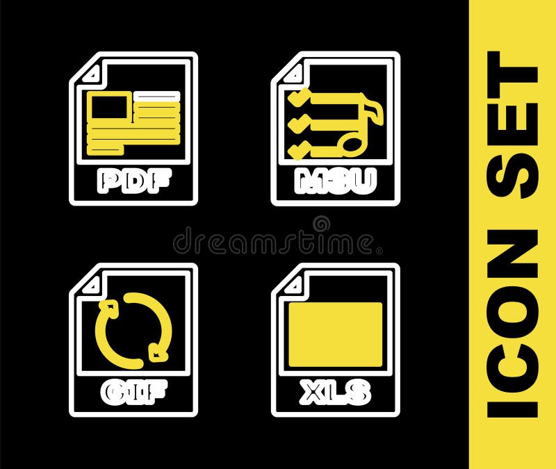 Set Line M3U File Document, XLS, GIF and PDF Icon. Vector Stock Vector ... Set Line M3U File Document, XLS, GIF and PDF Icon. Vector Stock Vector ...