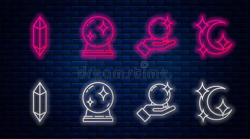 Set Line Magic Ball, Magic Ball on Hand, Magic Stone and Moon and Stars ...