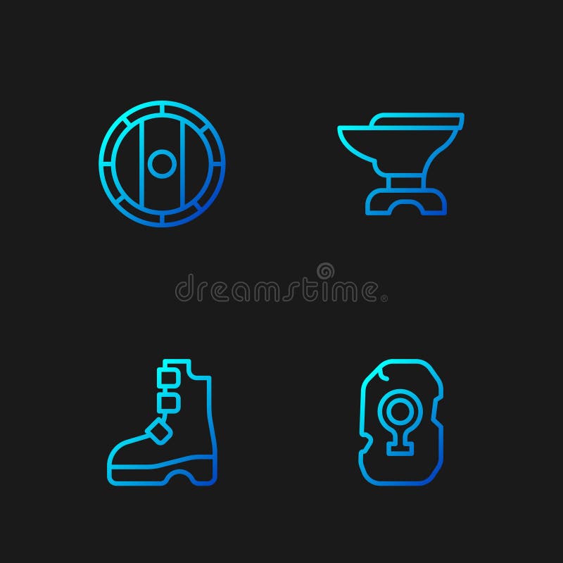 Set Line Magic Rune, Ancient Viking Boots, Shield and Anvil for ...