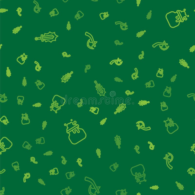 Set Line Magic Sword in Fire, Witch Cauldron and Wooden Axe on Seamless ...