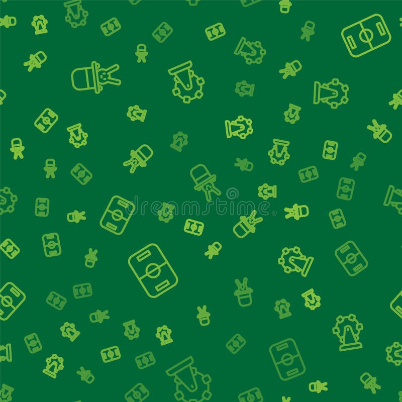 Set Line Magician Hat and Rabbit, Hockey Table and Ferris Wheel on ...