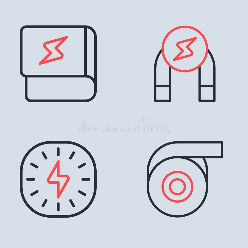 Set Line Magnet, Lightning Bolt, Roll Adhesive Tape and Book about ...