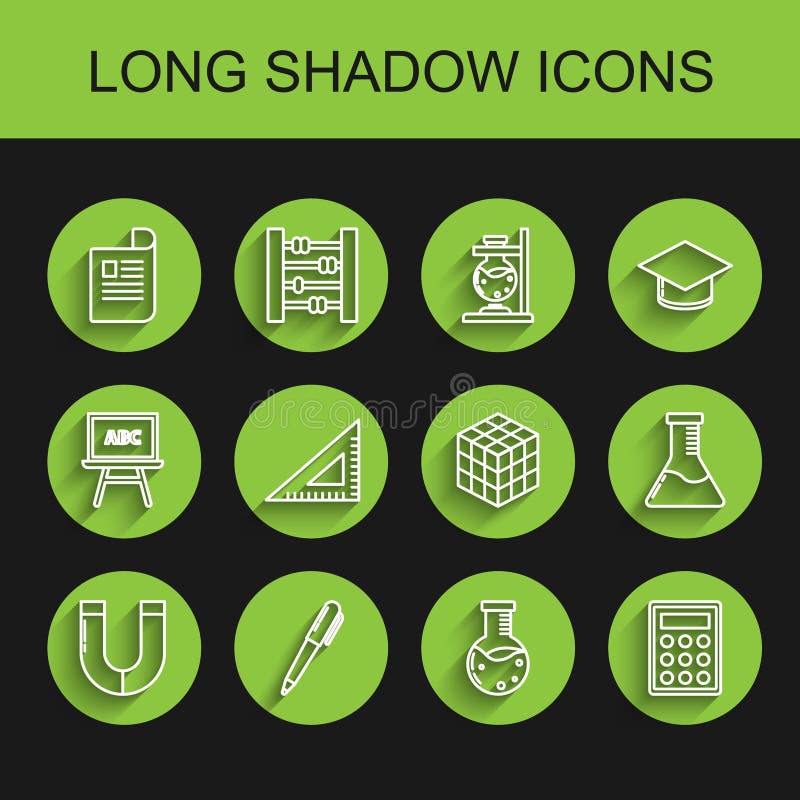 Set Line Magnet, Pen, Document, Test Tube and Flask Chemical Laboratory ...