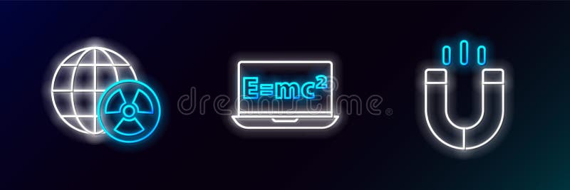 Set Line Magnet, Planet Earth and Radiation and Equation Solution Icon ... Set Line Magnet, Planet Earth and Radiation and Equation Solution Icon ...