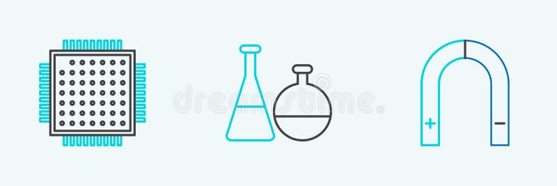 Set Line Magnet, Processor and Test Tube and Flask Chemical Laboratory ...