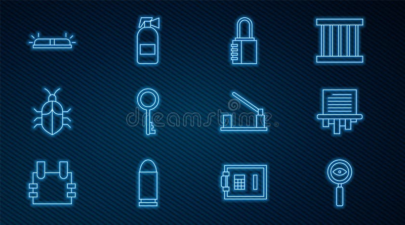 Set Line Magnifying Glass Search, Paper Shredder, Safe Combination Lock ... Set Line Magnifying Glass Search, Paper Shredder, Safe Combination Lock ...