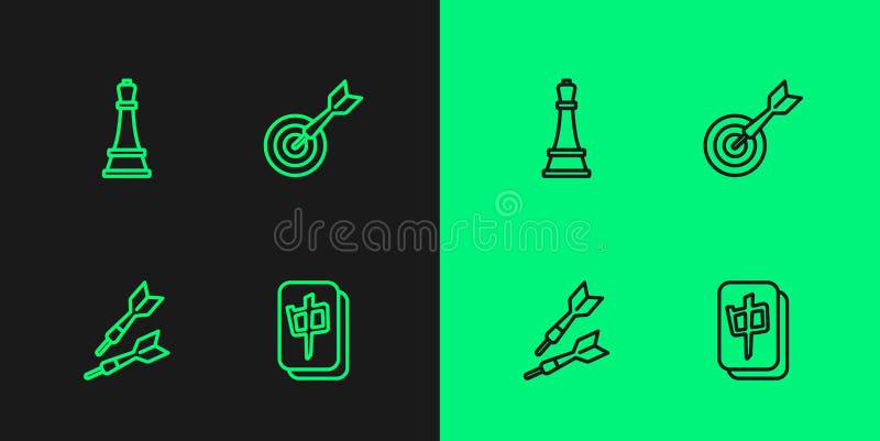 Set Line Mahjong Pieces, Dart Arrow, Chess and Classic Dart Board and ... Set Line Mahjong Pieces, Dart Arrow, Chess and Classic Dart Board and ...