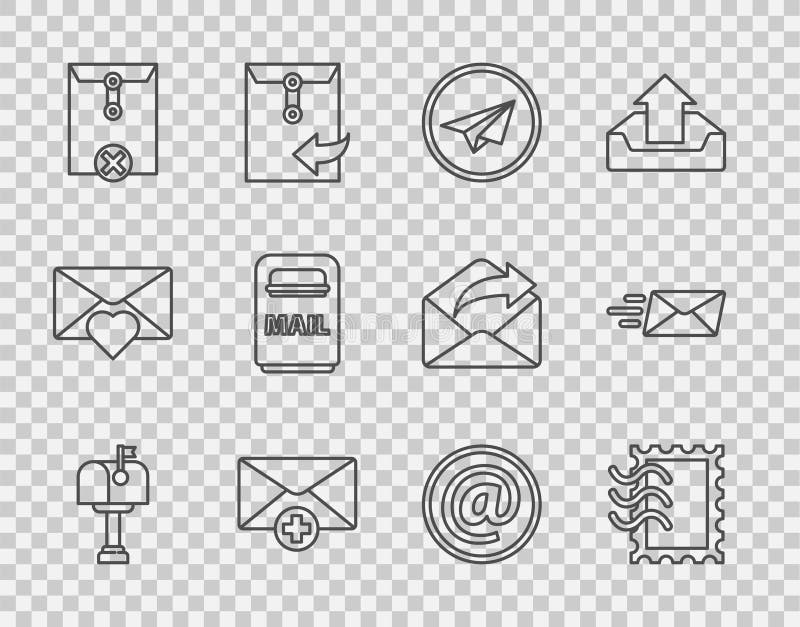 Set Line Mail Box, Postal Stamp, Paper Plane, Received Message Concept ... Set Line Mail Box, Postal Stamp, Paper Plane, Received Message Concept ...