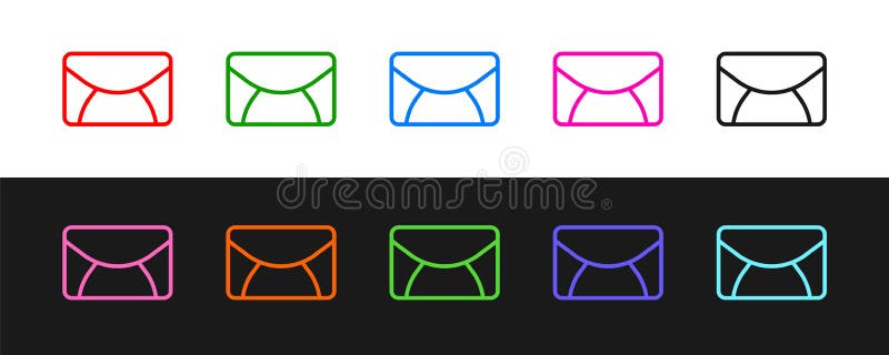 Set Line Mail and E-mail Icon Isolated on Black and White Background ...