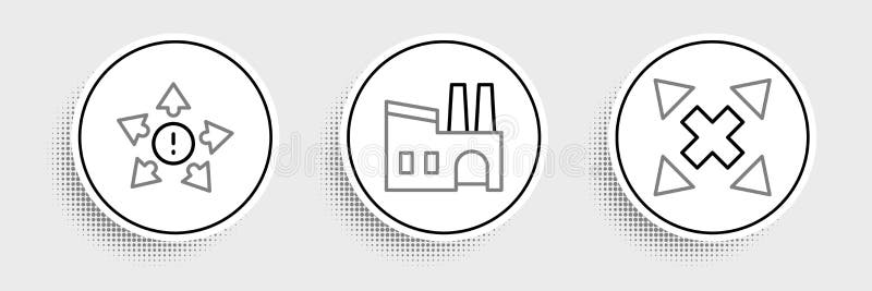 Set Line Many Ways Directional Arrow, and Factory Icon. Vector Stock ... Set Line Many Ways Directional Arrow, and Factory Icon. Vector Stock ...