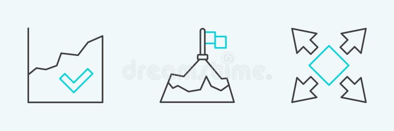 Set Line Many Ways Directional Arrow, Financial Growth Increase and ...