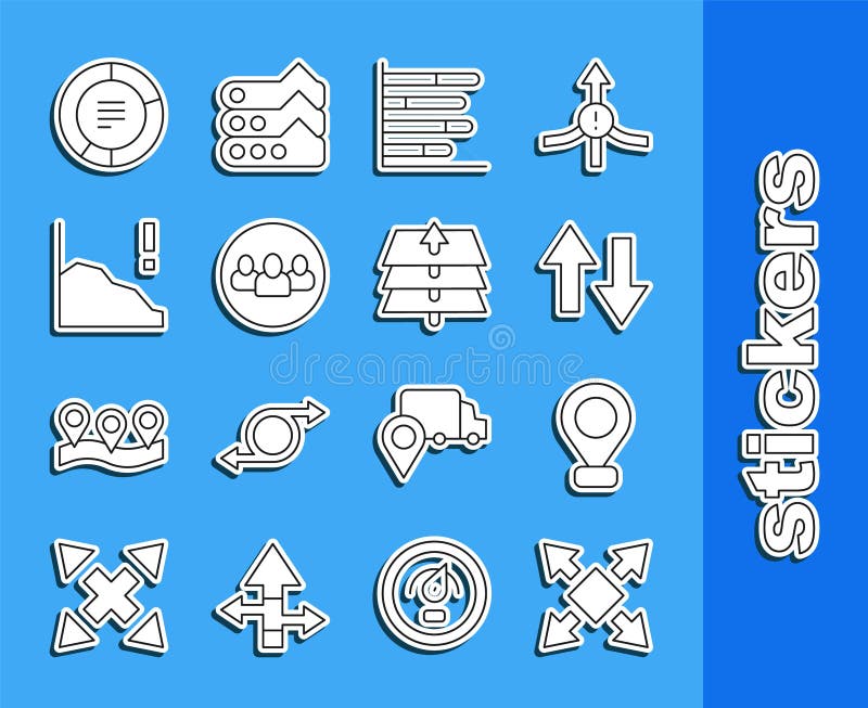 Set Line Many Ways Directional Arrow, Location, Arrow, Pie Chart ...