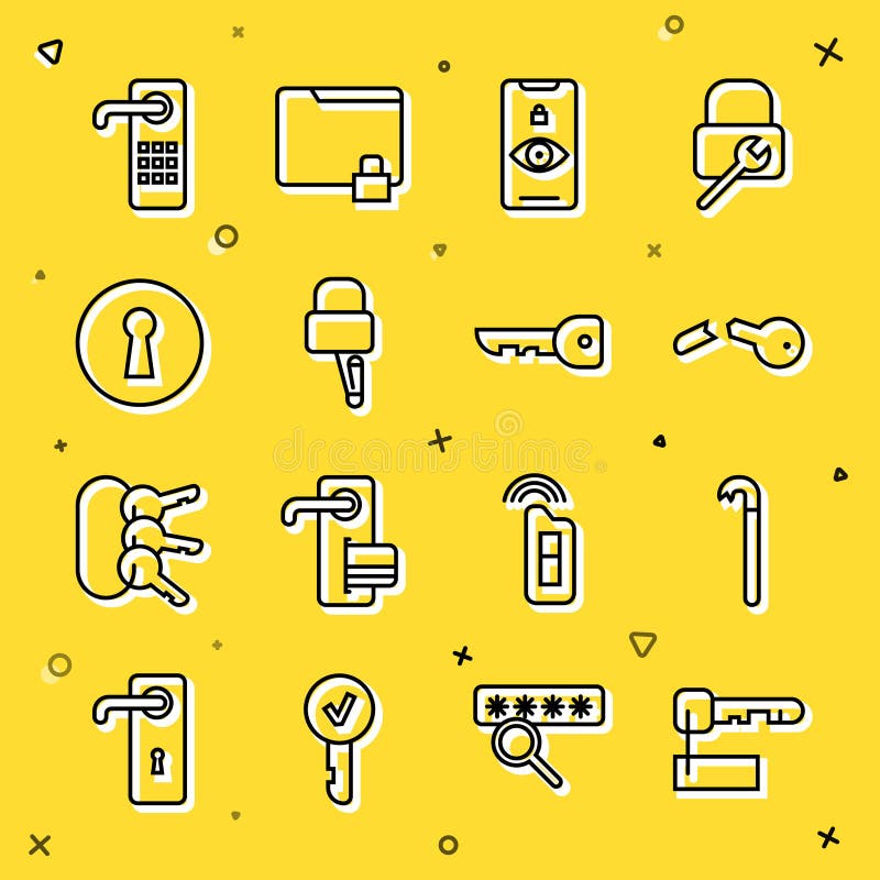 Set Line Marked Key, Crowbar, Broken, Eye Scan, Lock Picks for Lock ...