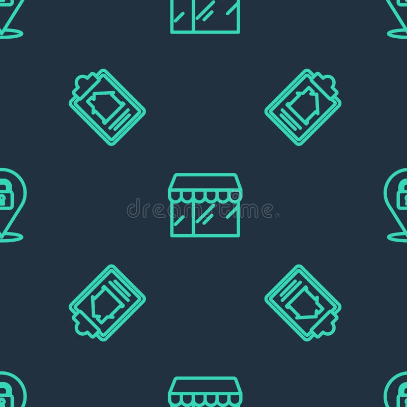 Set Line Market Store, House Contract and Location Lock on Seamless ...
