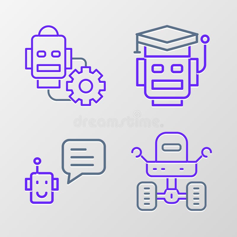 Set Line Mars Rover, Bot, Robot and Setting Icon. Vector Stock ... Set Line Mars Rover, Bot, Robot and Setting Icon. Vector Stock ...