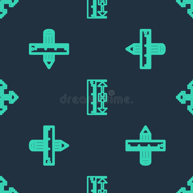 Set Line Measuring Height and Length, Crossed Ruler Pencil and Pixel ...