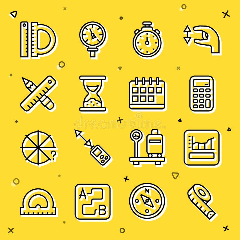 Set Line Measuring Tape, Graph, Schedule, Chart, Diagram, Calculator ... Set Line Measuring Tape, Graph, Schedule, Chart, Diagram, Calculator ...