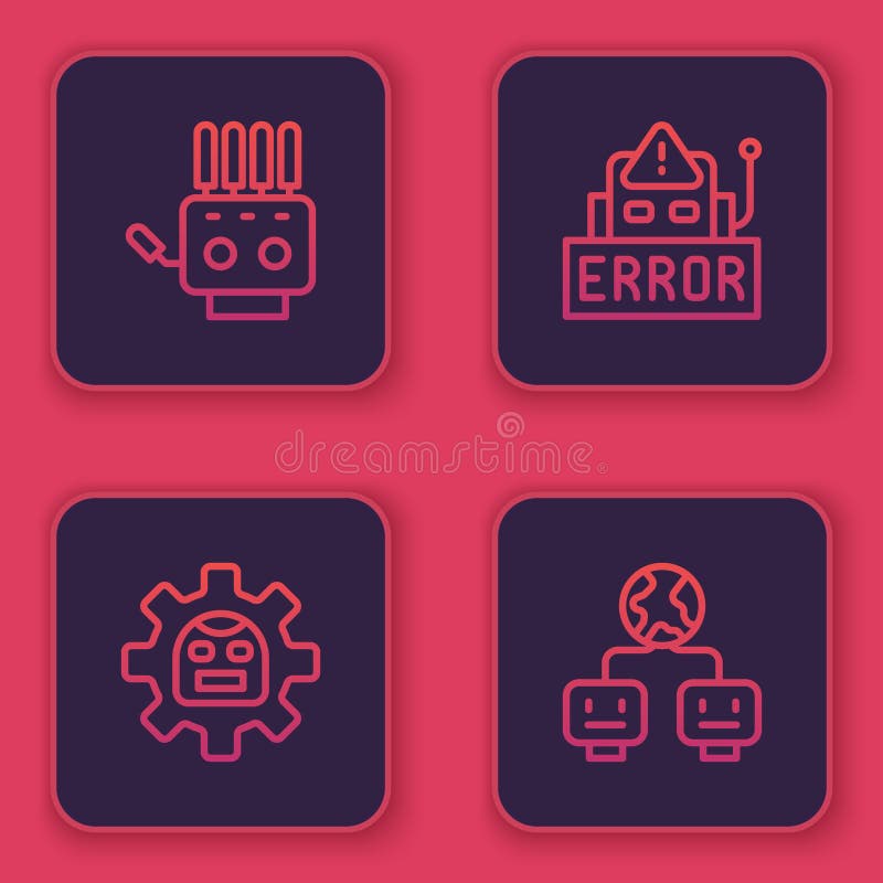 Set Line Mechanical Robot Hand, Robot, Error in and Artificial ...