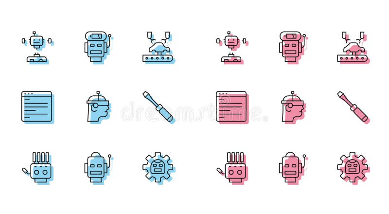 Set Line Mechanical Robot Hand, Robot, Disassembled, Smart Glasses ... Set Line Mechanical Robot Hand, Robot, Disassembled, Smart Glasses ...